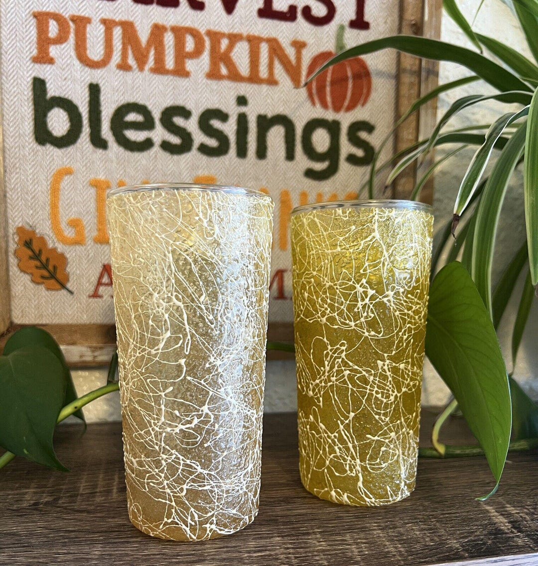 2 Vintage Spaghetti String Glasses Yellow MCM 1950s EUC - Etsy