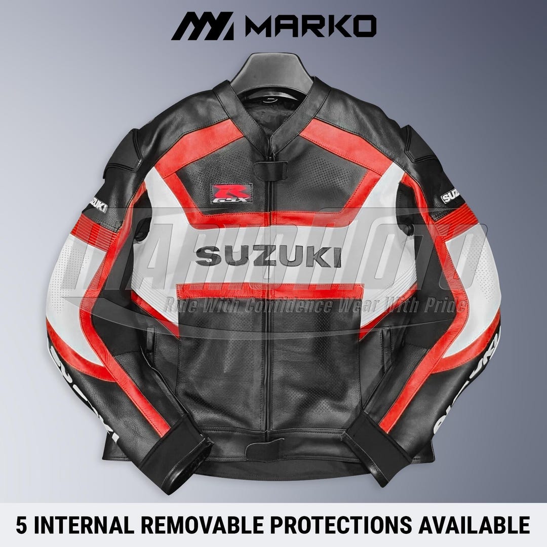 Suzuki GSX-R Red Leather Motorcycle Racing Jacket: Cowhide or Kangaroo ...