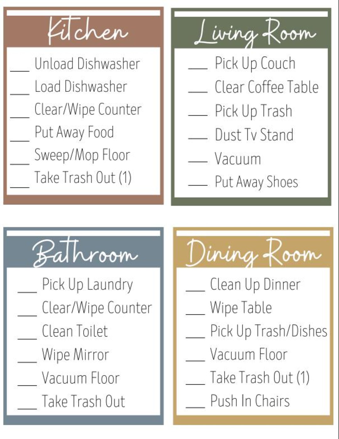 Zone Chart, Zone Cards, Kids Zones - Etsy