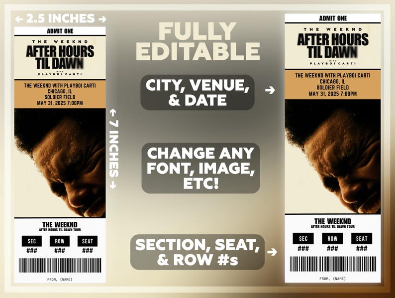 The Weeknd After Hours Till Dawn Tour Customizable Concert Ticket ...