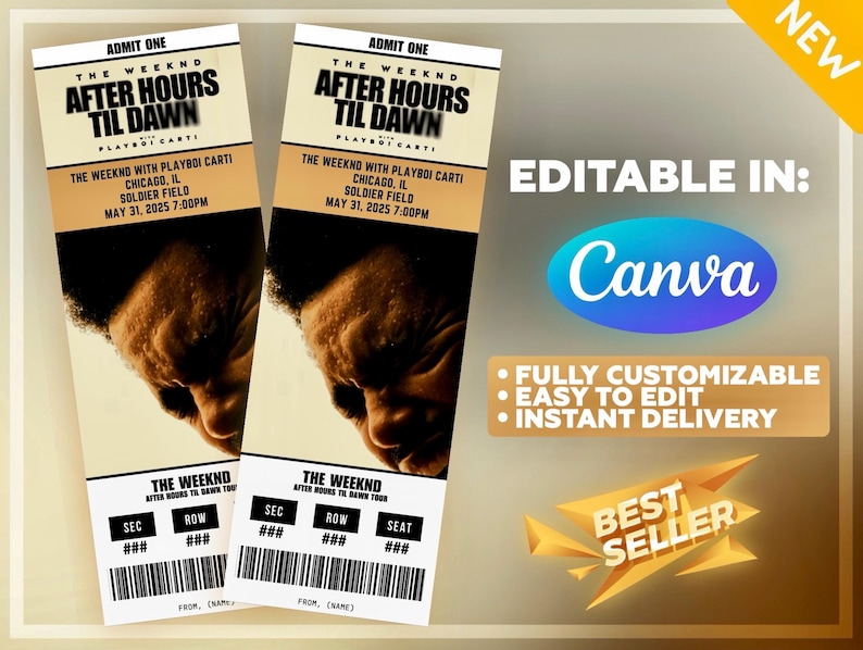 The Weeknd After Hours Till Dawn Tour Customizable Concert Ticket ...