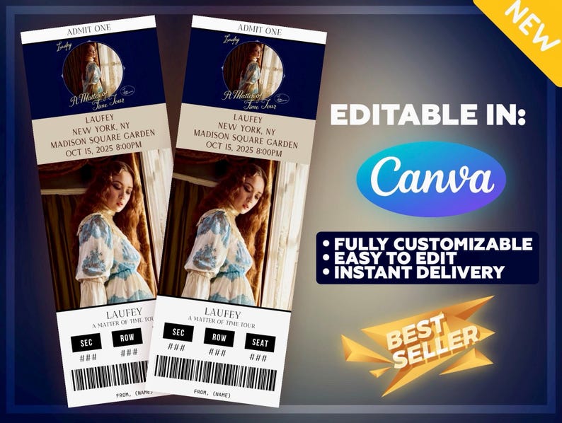 Laufey A Matter of Time Tour Customizable Concert Ticket Template ...