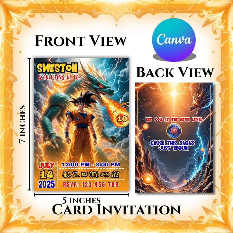 Editable Dragon Ball Birthday Invitation | Printable Anime Party ...