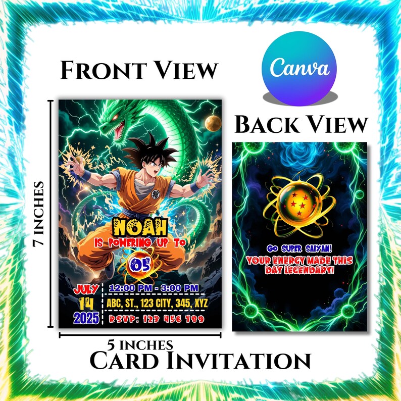 Editable Dragon Ball Birthday Invitation | Goku Party Invitation | DBZ ...