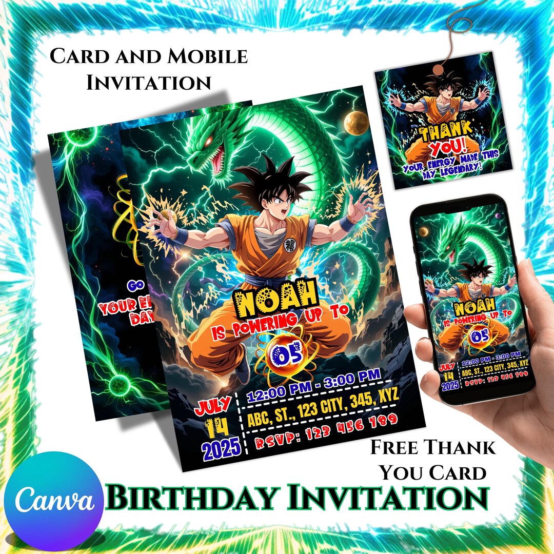 Editable Dragon Ball Birthday Invitation | Goku Party Invitation | DBZ ...