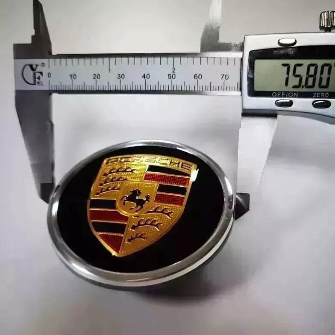 4pcs Set Porsche Wheel Center Cap Gloss Black With Chrome Ring Color ...