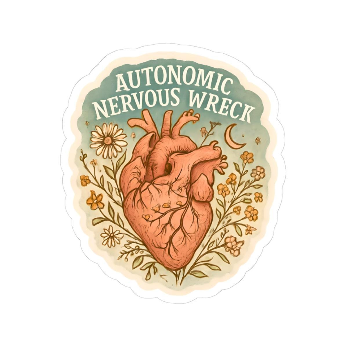 Autonomic Nervous Wreck Sticker, Funny Chronic Illness Gift, Anatomical ...