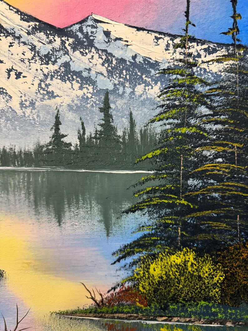 After Bob Ross peaceful Reflections Original Landscape Oil Painting ...