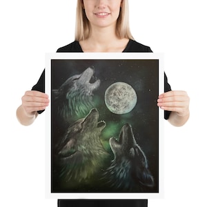Wolves Howling at Moon in Space Majestic Meme Pint - Etsy