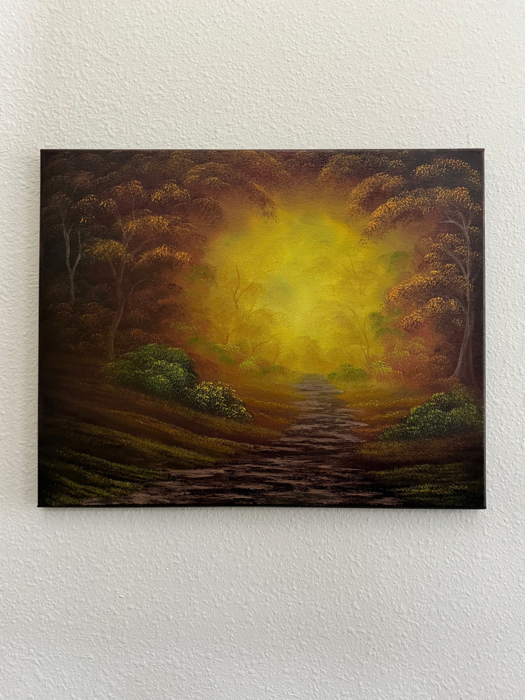 Fall Autumn Landscape Oil Painting Inspired by Bob Ross “autumn Pathway ...