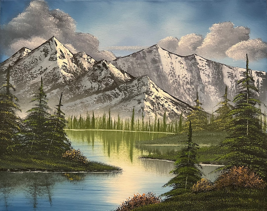 Bob Ross Style Original Landscape Oil Painting final Grace - Etsy