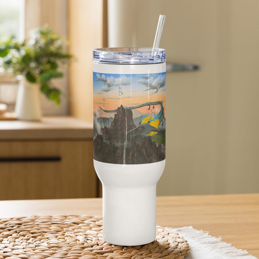 Light Dragon Travel Mug With a Handle - Etsy