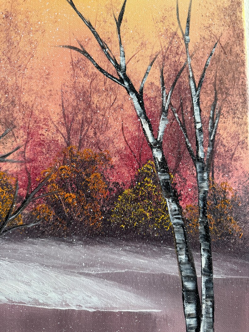 Snowfall Magic Autumn Fall Foliage Bob Ross Style Oil Painting - Etsy
