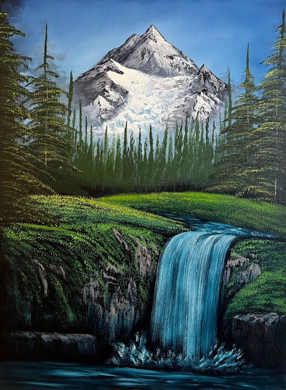Original Oil Landscape Painting Bob Ross Style valley - Etsy