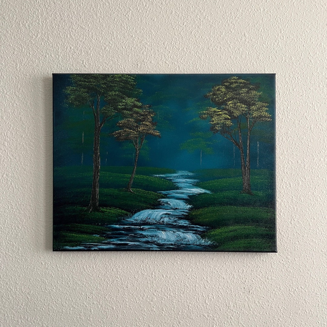 Bubbling Brook Bob Ross Style Landscape Original Oil Painting 16x20 - Etsy