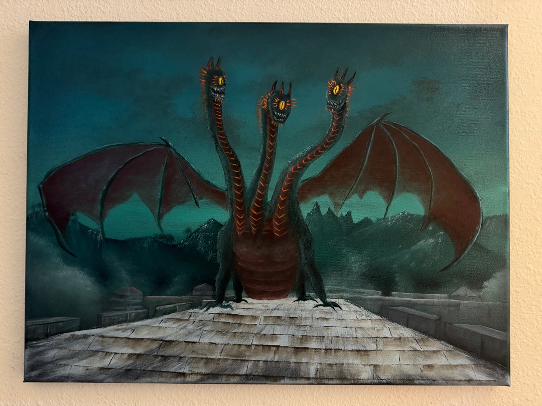 Zelda Tears of the Kingdom Gleeok on Hylia Bridge Original Oil on ...