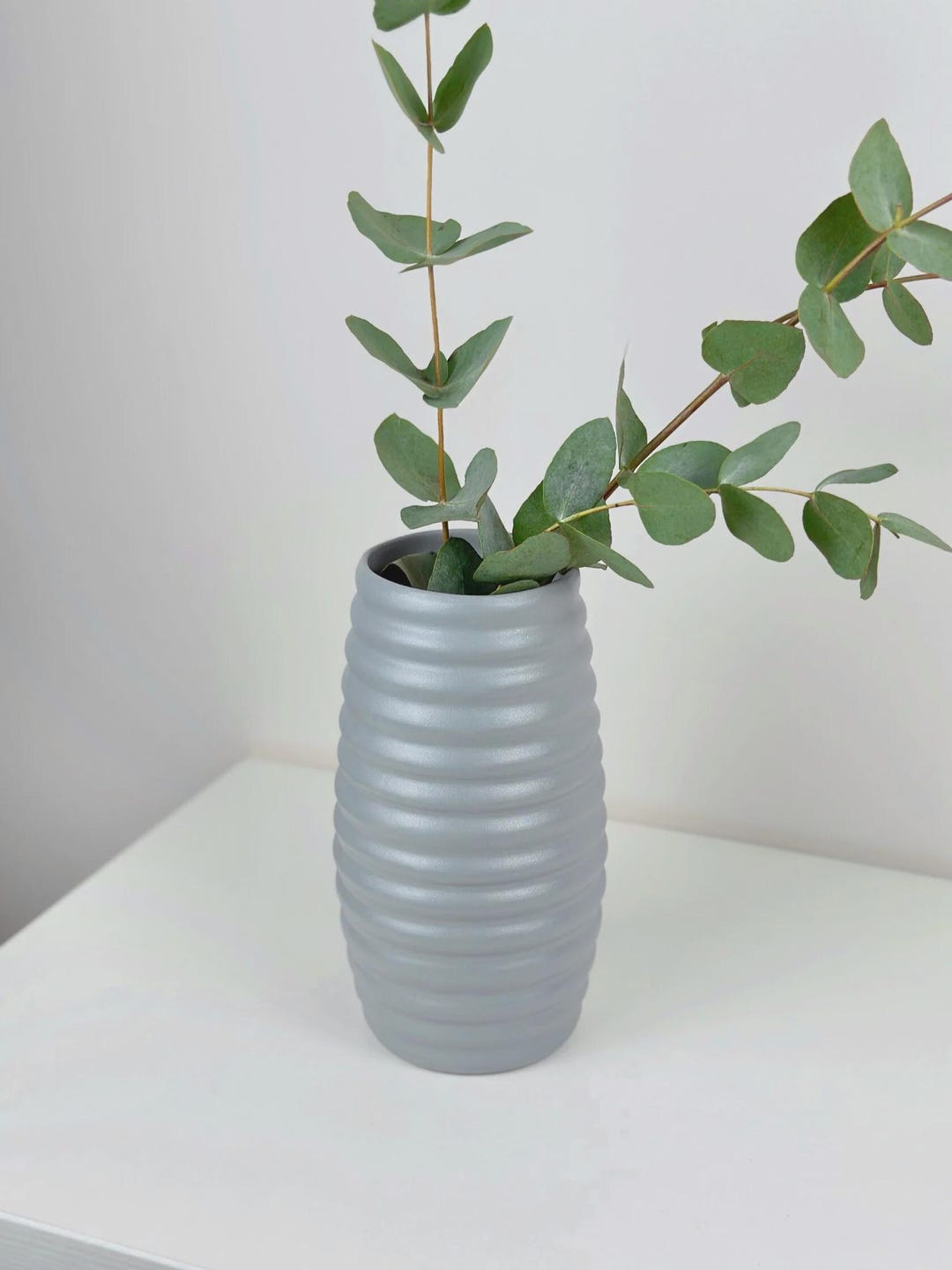 Minimalist Matte Gray Vase Beehive Design | Handmade Modern Ceramic ...