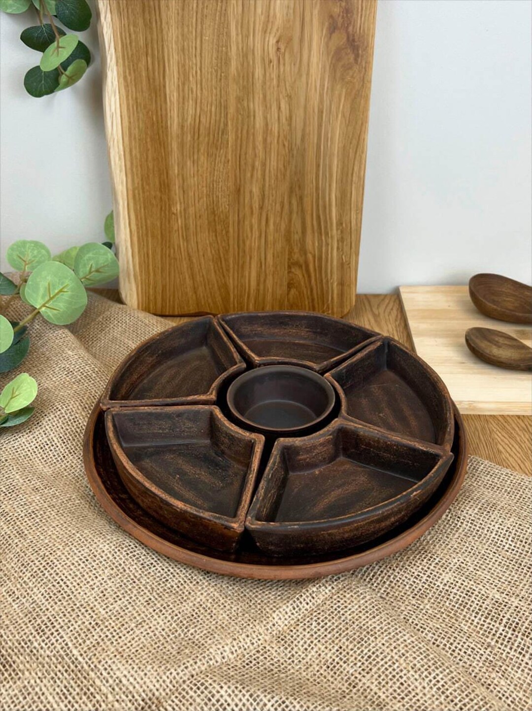 Ukrainian Clay Divided Platter 30cm | Handmade Serving Tray | Rustic ...