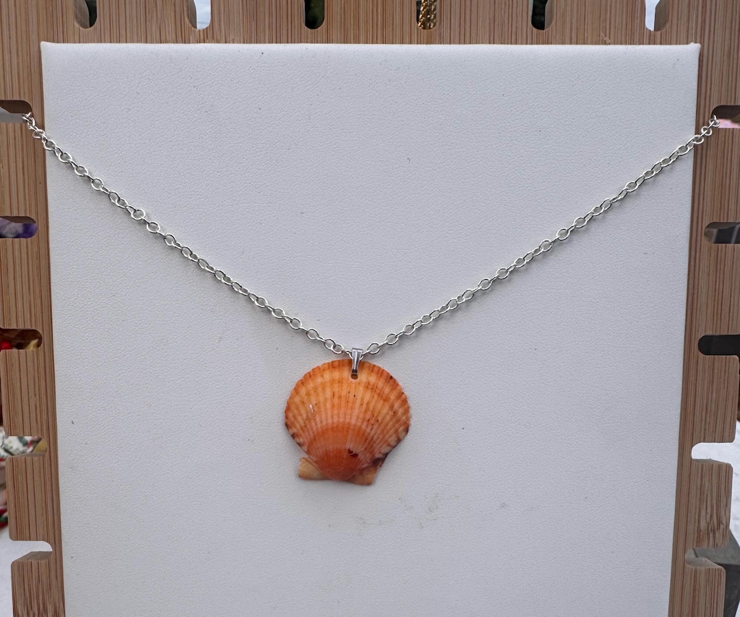 Bright Orange Shell Necklace | 18K Gold Dipped Chain - Etsy
