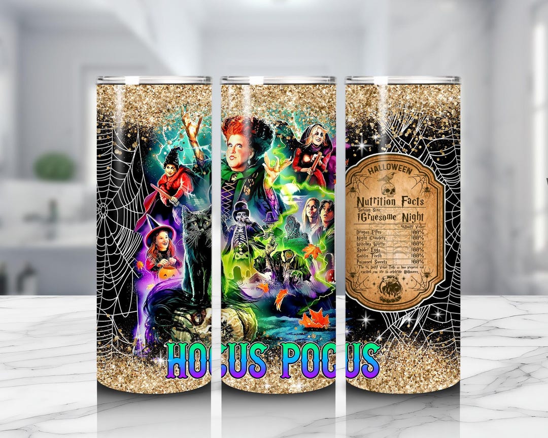 Hocus Pocus Sanderson Sisters Tumbler Glitter Halloween Cup Spooky ...