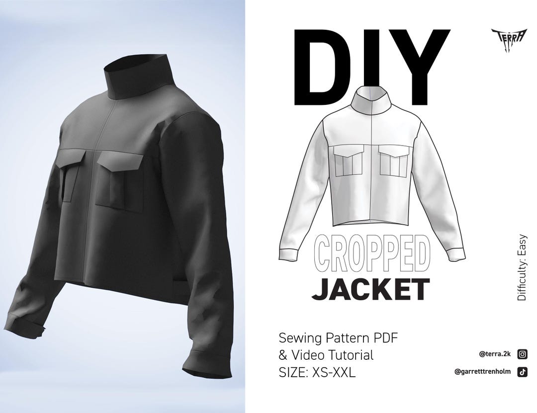 Cropped Jacket Sewing Pattern With Video and PDF Instructions - Etsy