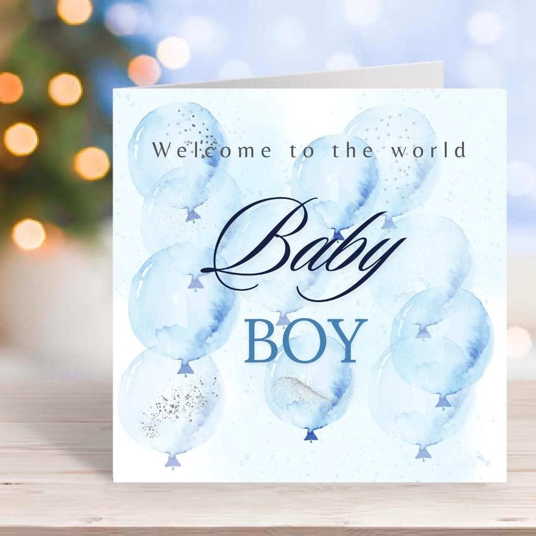 Personalized New Baby Card, Welcome to the World Baby Boy Cards - Etsy