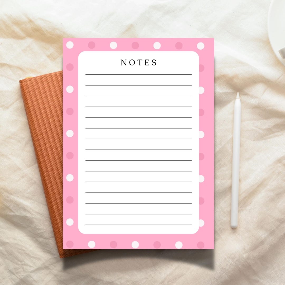 Pink Polka Dot Notepad, A6 Writing Pad, Kawaii Office Stationary - Etsy