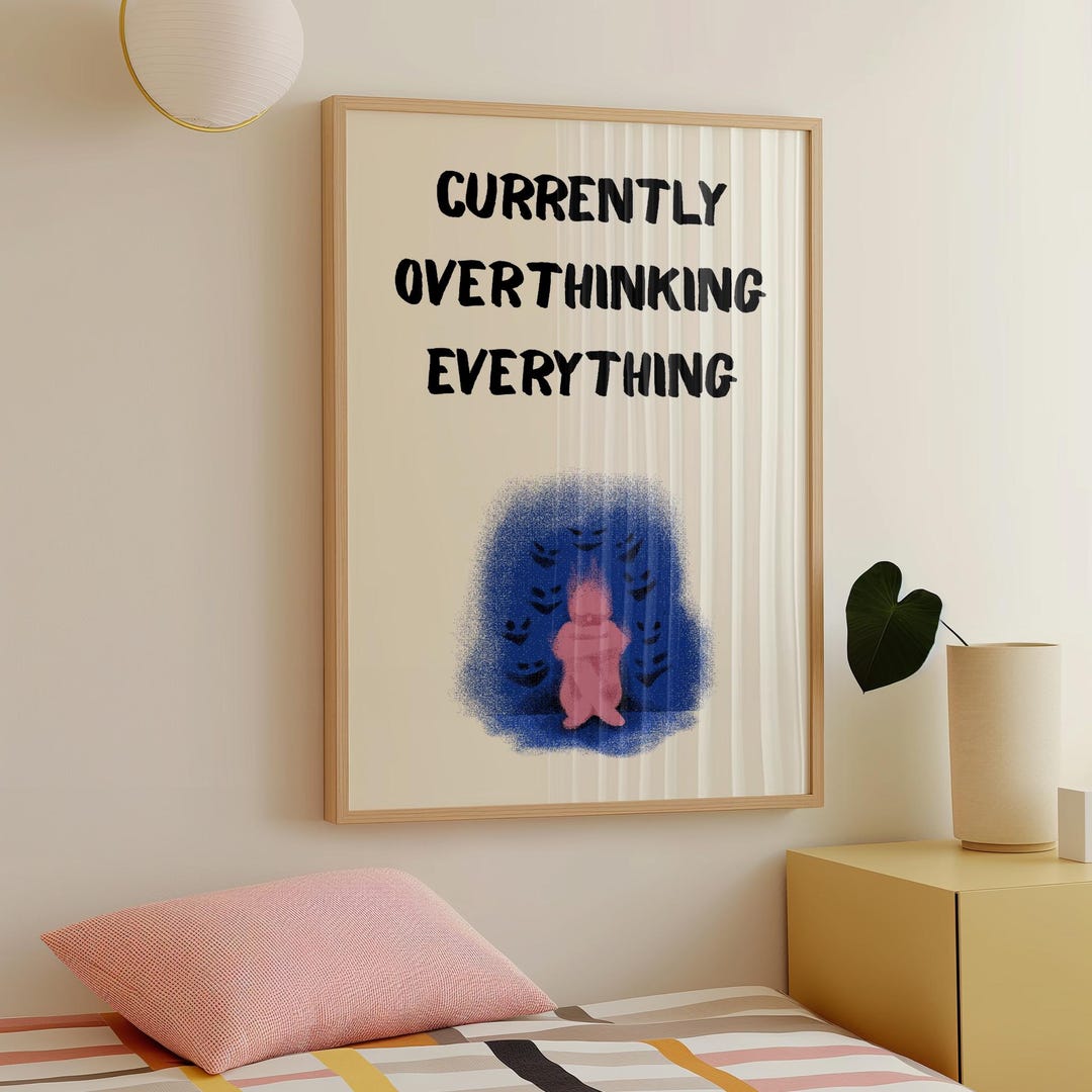 Overthinking Poster for Girls Who Cry & Journal, Gen Z Wall Decor ...