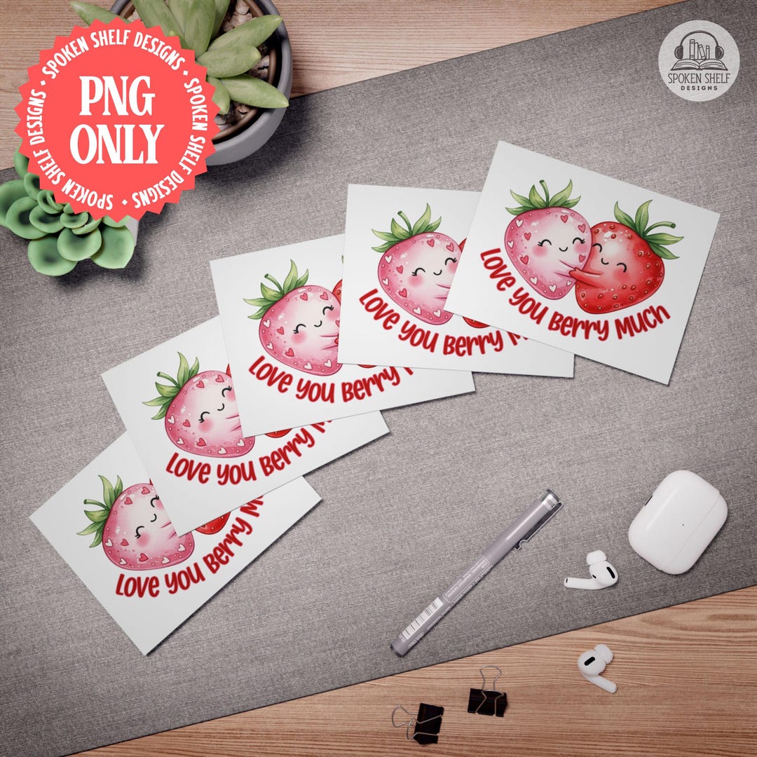 Valentine Digital Download, Love You Berry Much, Strawberry Pun ...