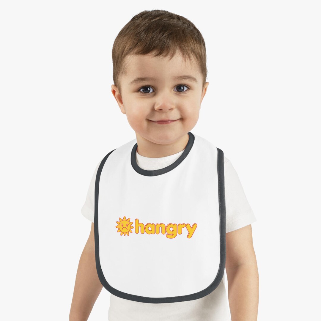 Funny "hangry" Baby Bib: Retro Grumpy Sun, Soft Cotton - Etsy
