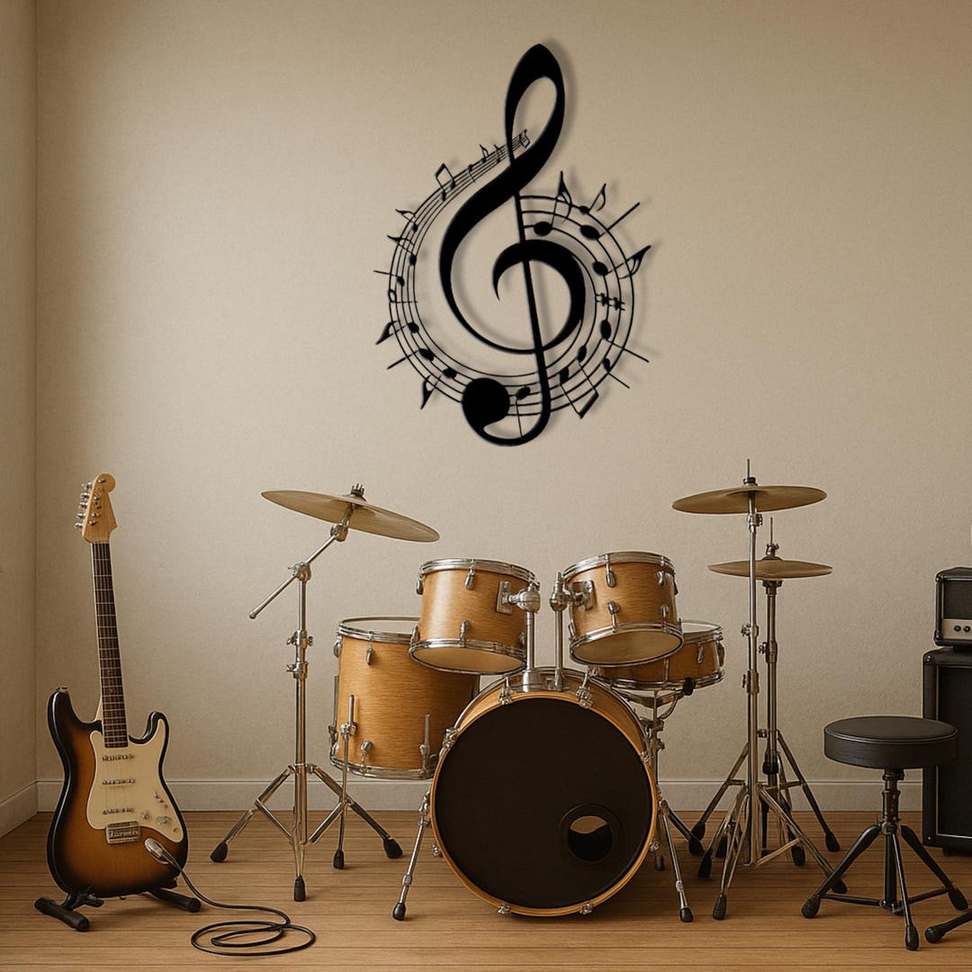 Treble Clef Music Notes Metal Wall Art: Music Room Decor - Etsy