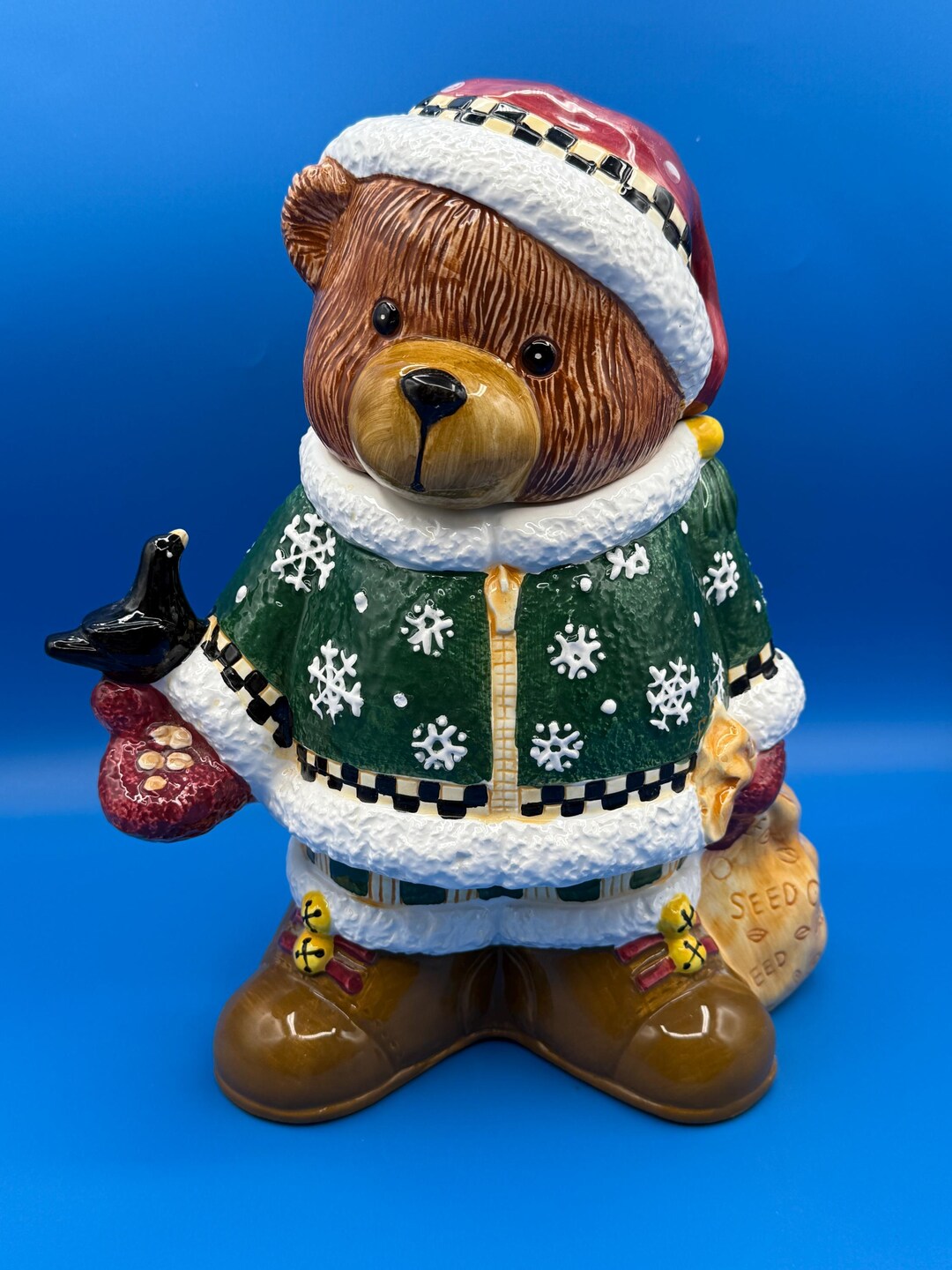 Sakura Holiday Bears, Cookie Jar, Debbie Mumm, Handpainted Surface, EUC ...