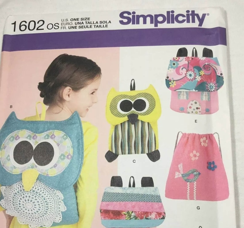 Simplicity Sewing Pattern 1602, Uncut Pattern, Craft Pattern, Backpack ...