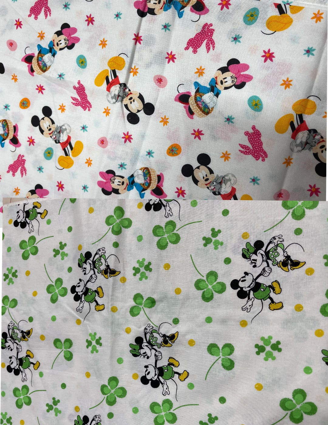 Mickey & Minnie Fabric, Spring Fabric, Mickey Mouse Fabric, Easter ...