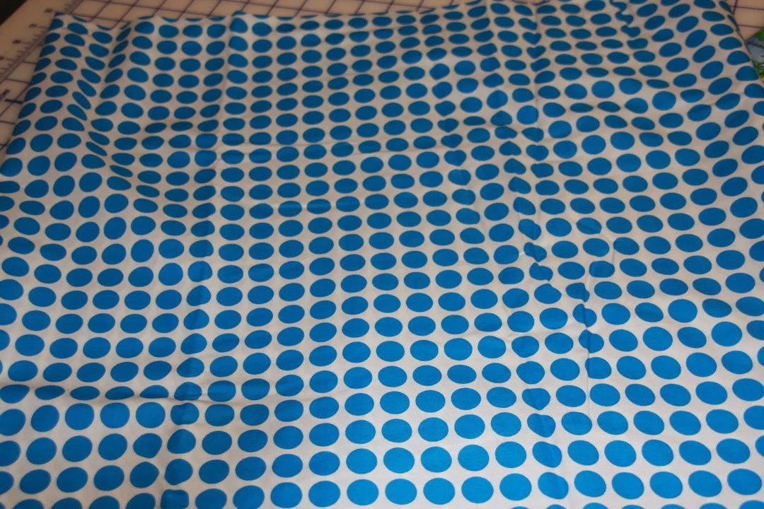Blue Dots on White Background, Cotton Fabric, Blue Polka Dots, Fabric ...
