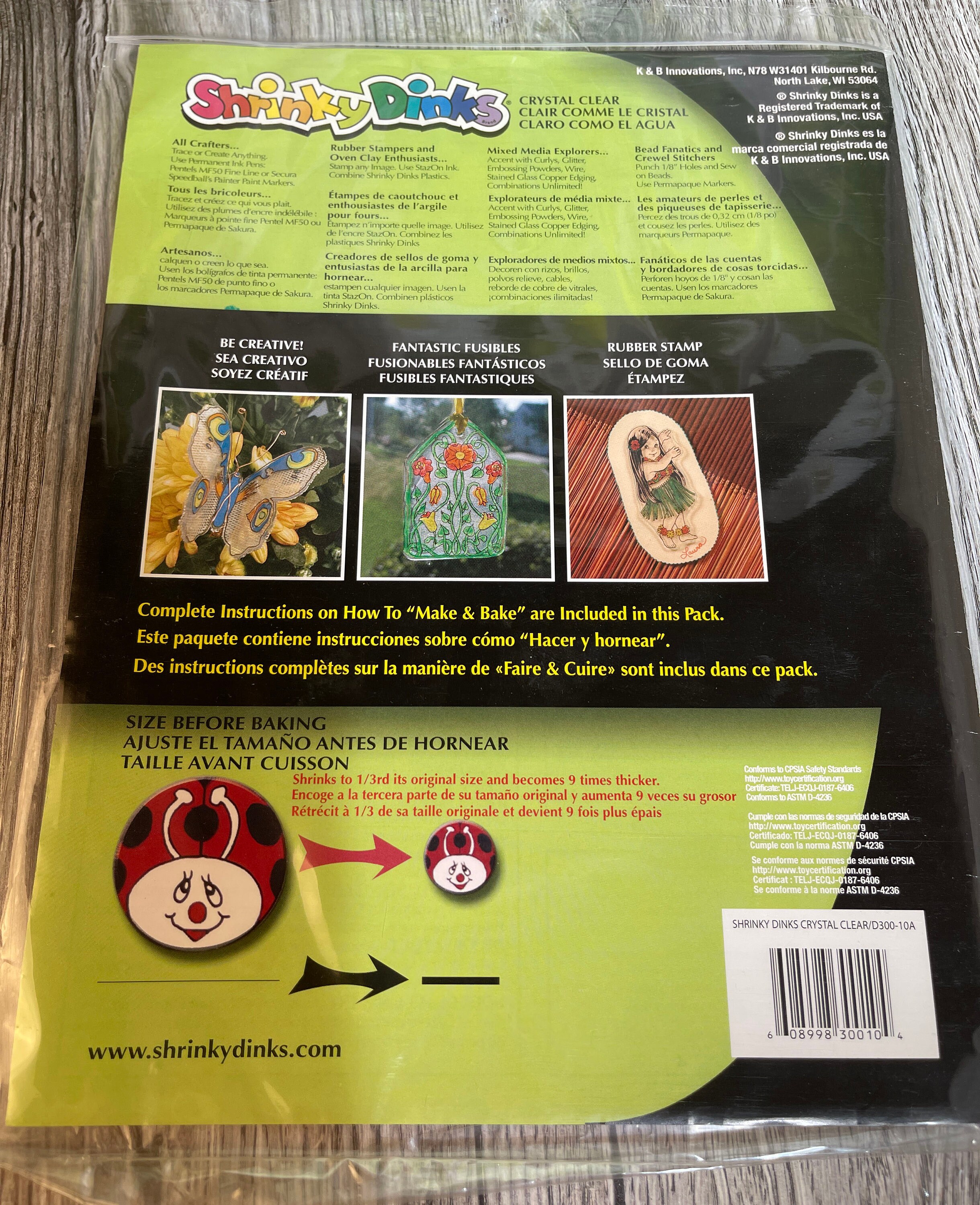 Shrinky Dinks Crystal Clear 10 Sheets, Color Cut Out Bake, AND Shrinky ...