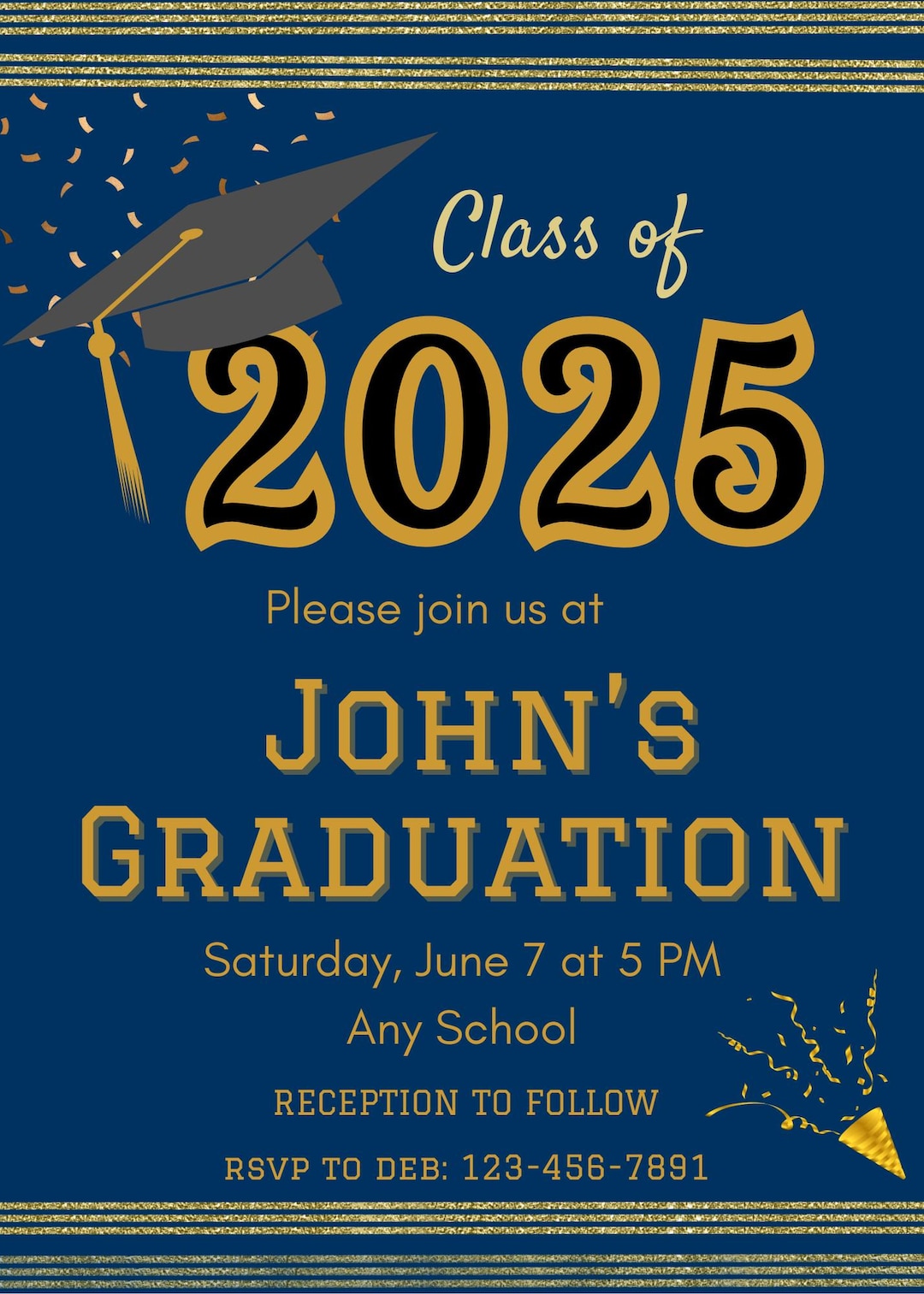 2025 Graduation Ceremony Invitation Template | Class of 2025 Editable ...
