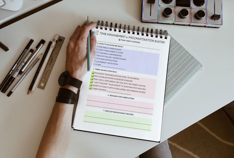 ADHD Friendly Planner Task Breakdown Time Management Habit Tracker ...