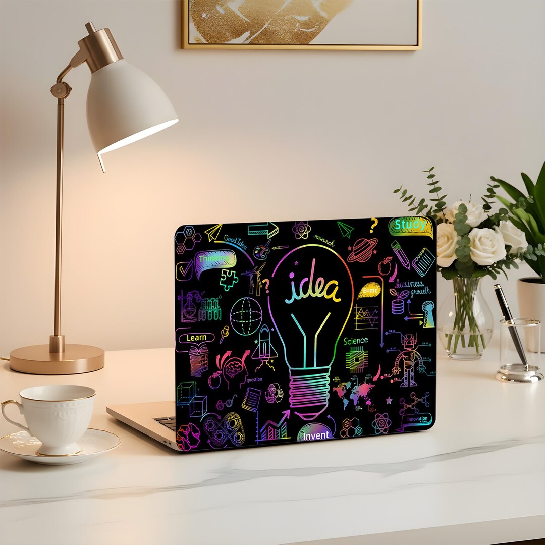 Creative Lightbulb MacBook Case | Neon Doodle Idea Cover | Colorful ...
