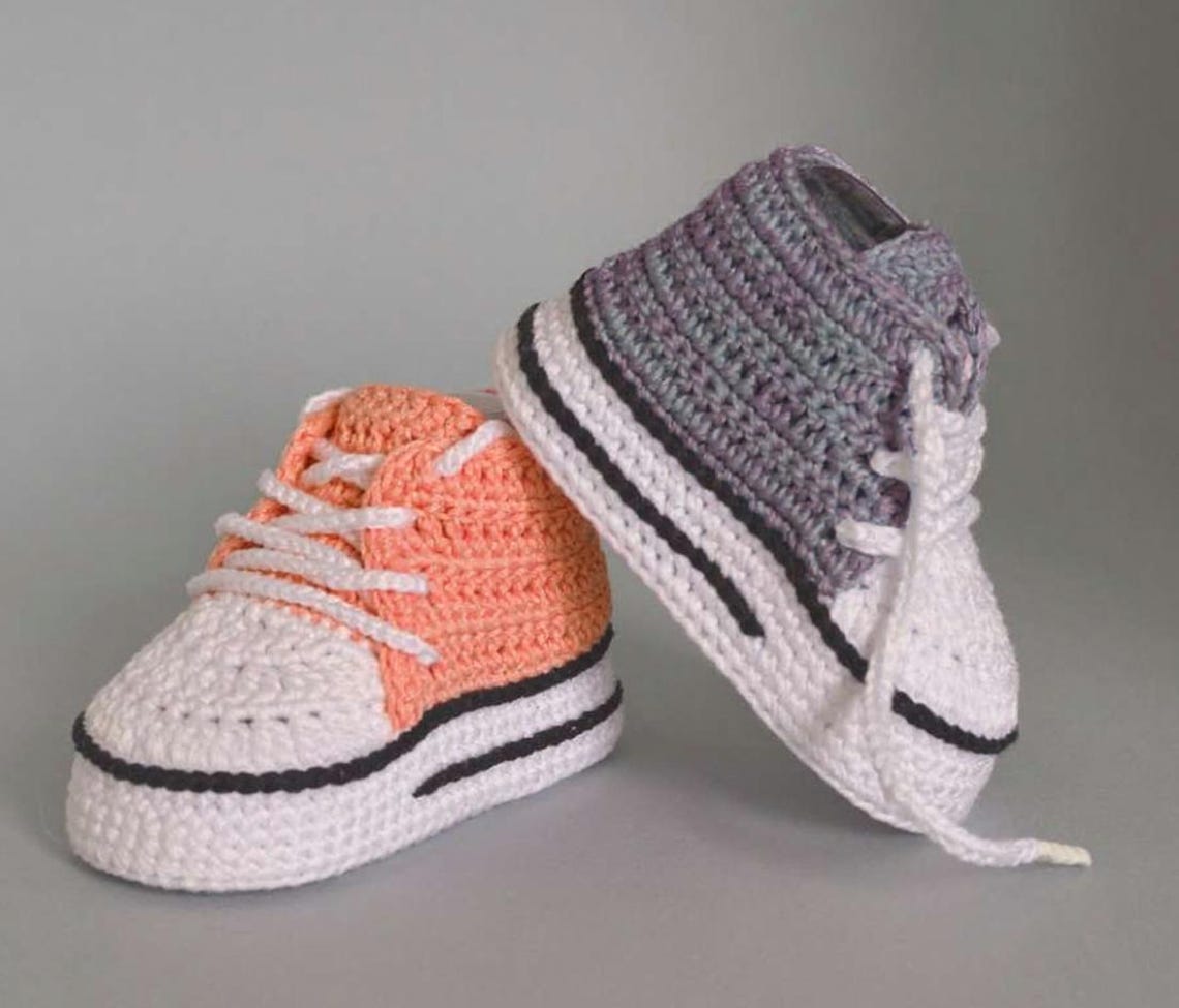 Crochet Baby Booties Pattern Converse Style Baby Shoes Easy Beginner ...