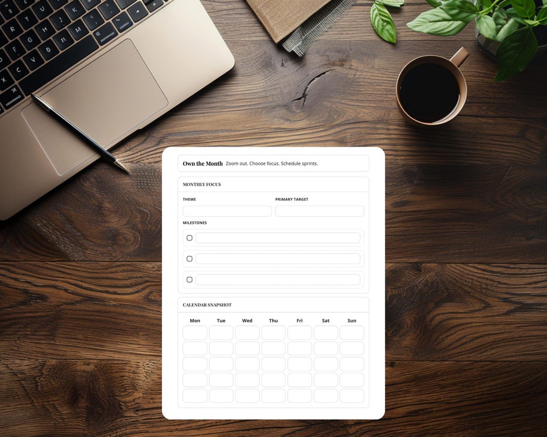Letter Monthly Planner Printable PDF + Goodnotes | Productivity & Goal ...