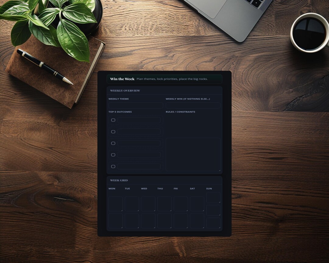 6x9 Weekly Planner Printable PDF + Goodnotes | Productivity & Goal ...