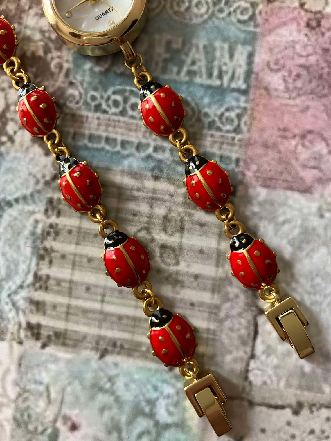 Vintage Joan Rivers Ladybug Watch and Bracelet Set, Ladybug Watch ...