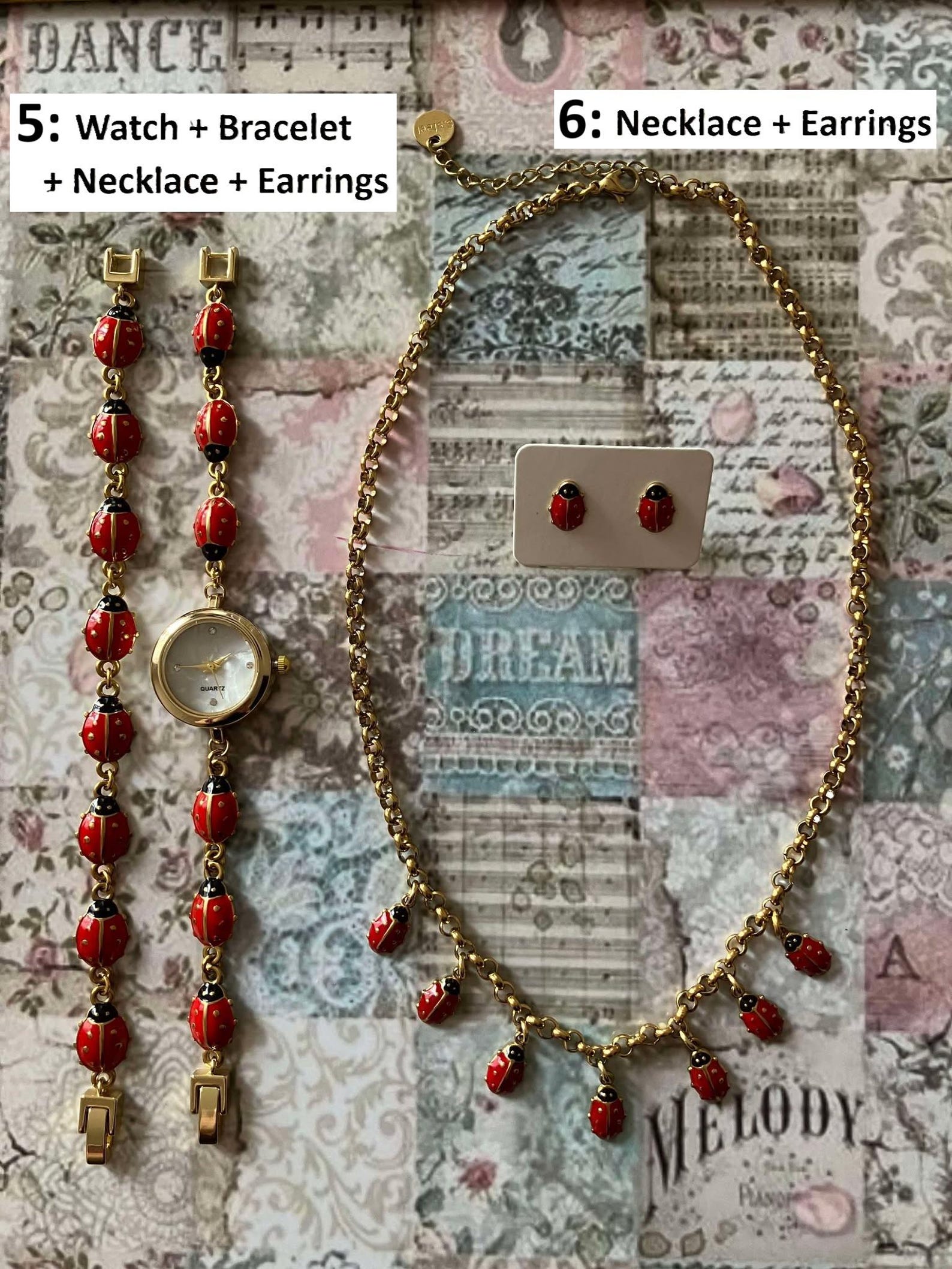 Vintage Joan Rivers Ladybug Watch and Bracelet Set, Ladybug Watch ...