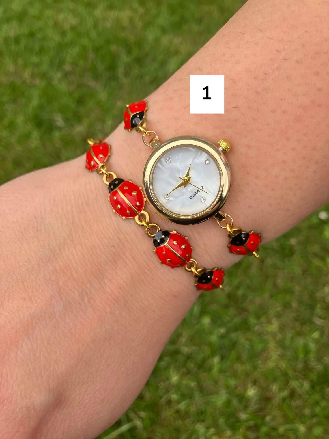 Vintage Joan Rivers Ladybug Watch and Bracelet Set, Ladybug Watch ...