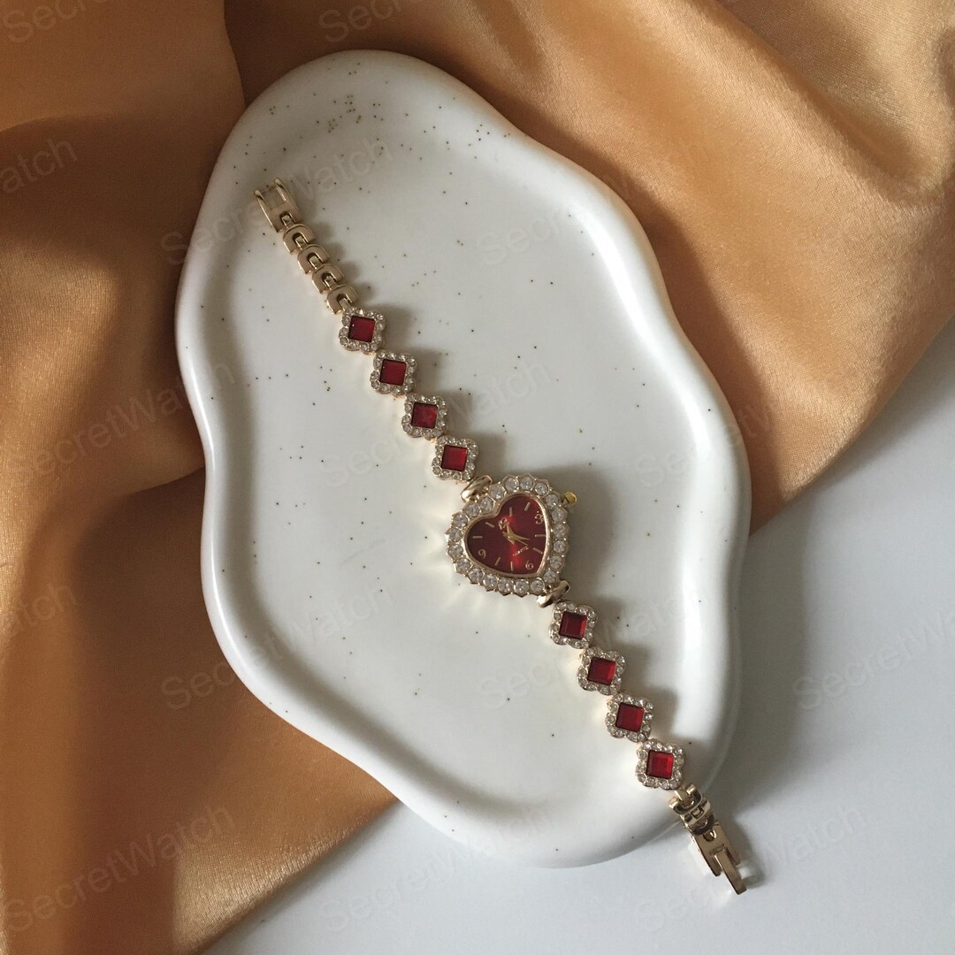 Heart Watch, Vintage Heart Shaped Watch, Gold Heart Watch, Birthday ...