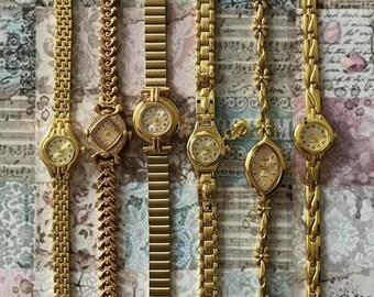 Vintage Women Gold Watch, Gold Bracelet Watch, Minimalist Dainty Gold Watch, Ladies Gold ...