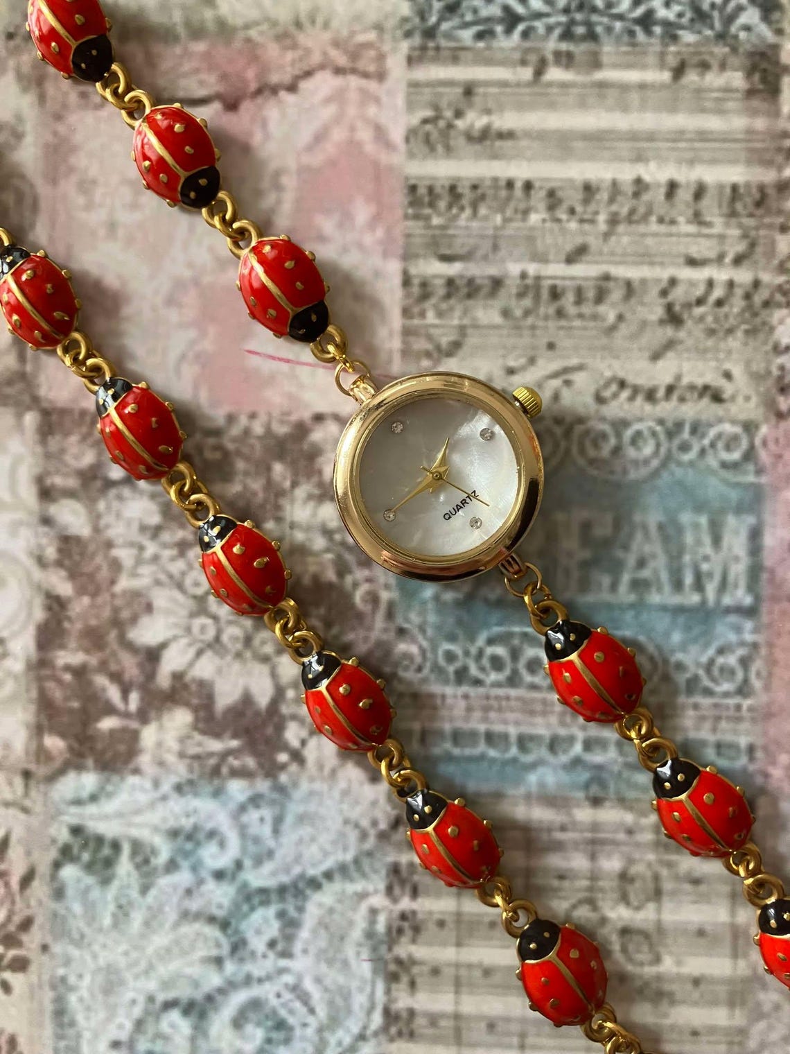 Vintage Joan Rivers Ladybug Watch and Bracelet Set, Ladybug Watch ...
