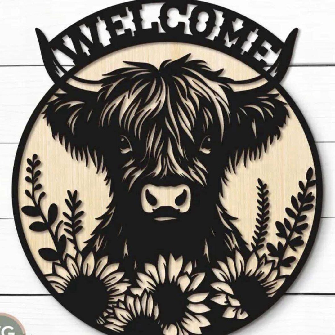 Metal Highland Cow Welcome Sign - Etsy