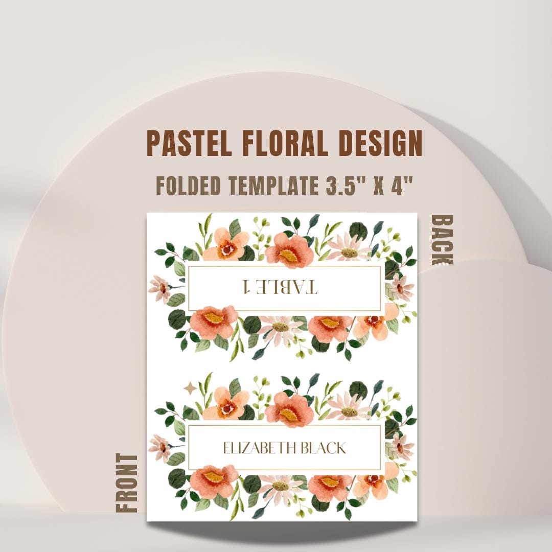 Editable Table Place Cards Template, Minimalist Wedding Place Card ...